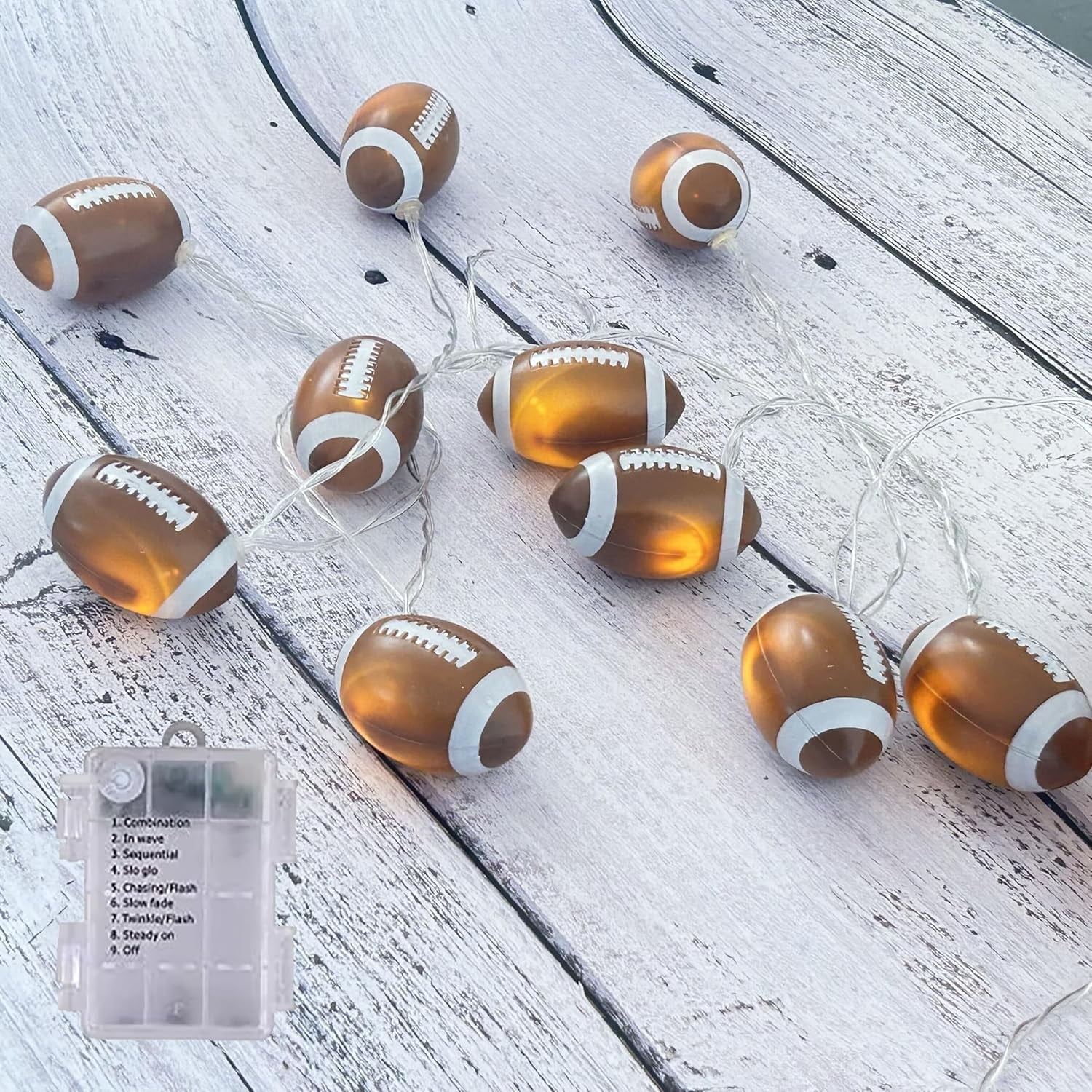 Football Lights String 20 LED 14Ft Battery Powered for Boy's Room Decor ...