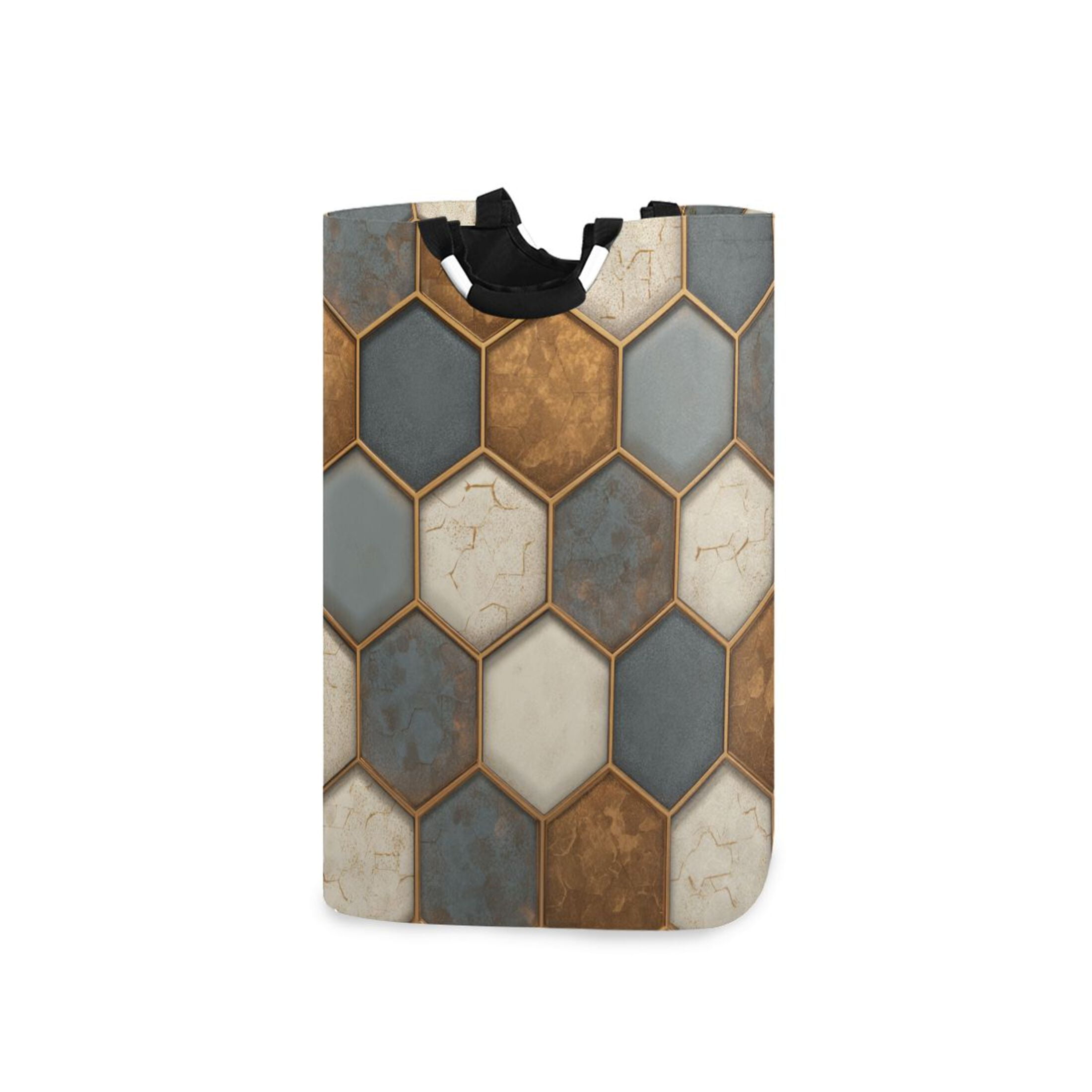 Football Liked Hexagonal Tile Laundry Basket with Handles Foldable ...