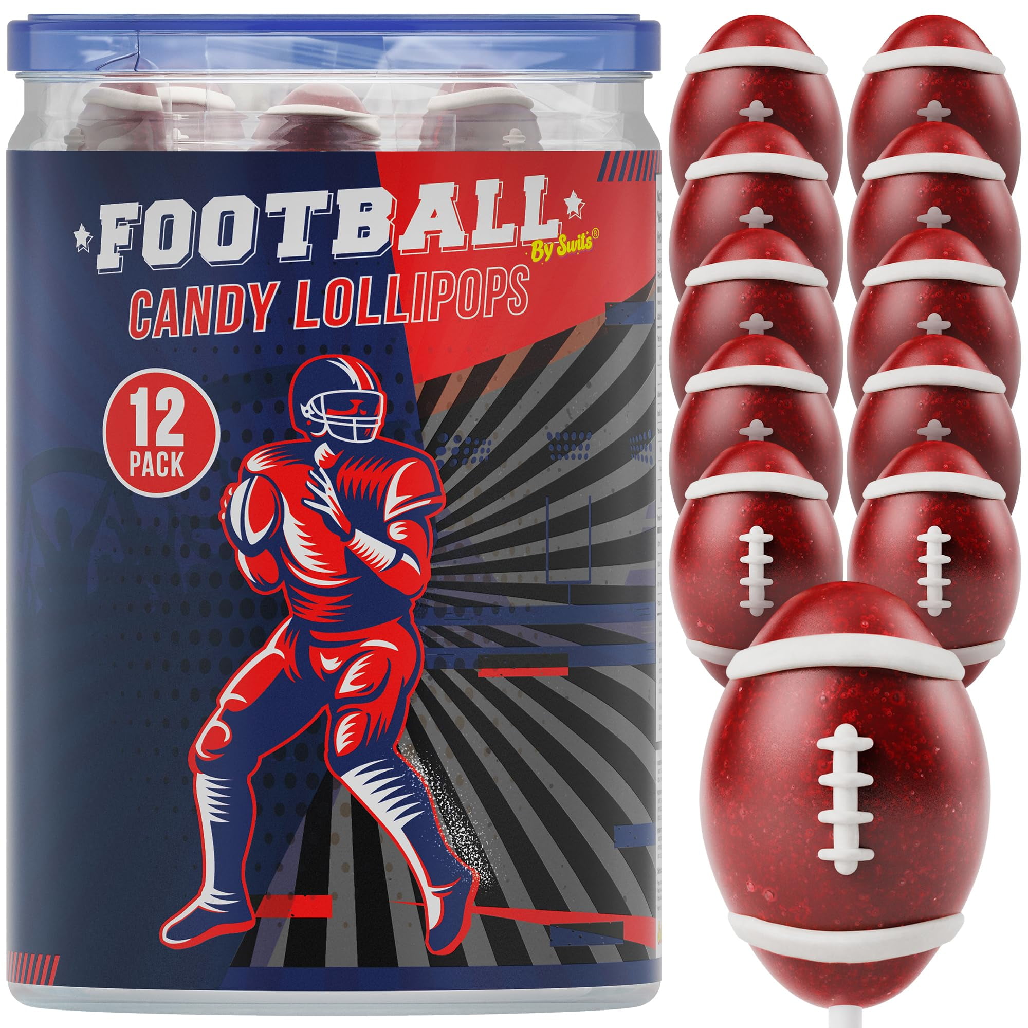 Football Lollipops 12pk- Raspberry BCF26 Football Candy For Football ...