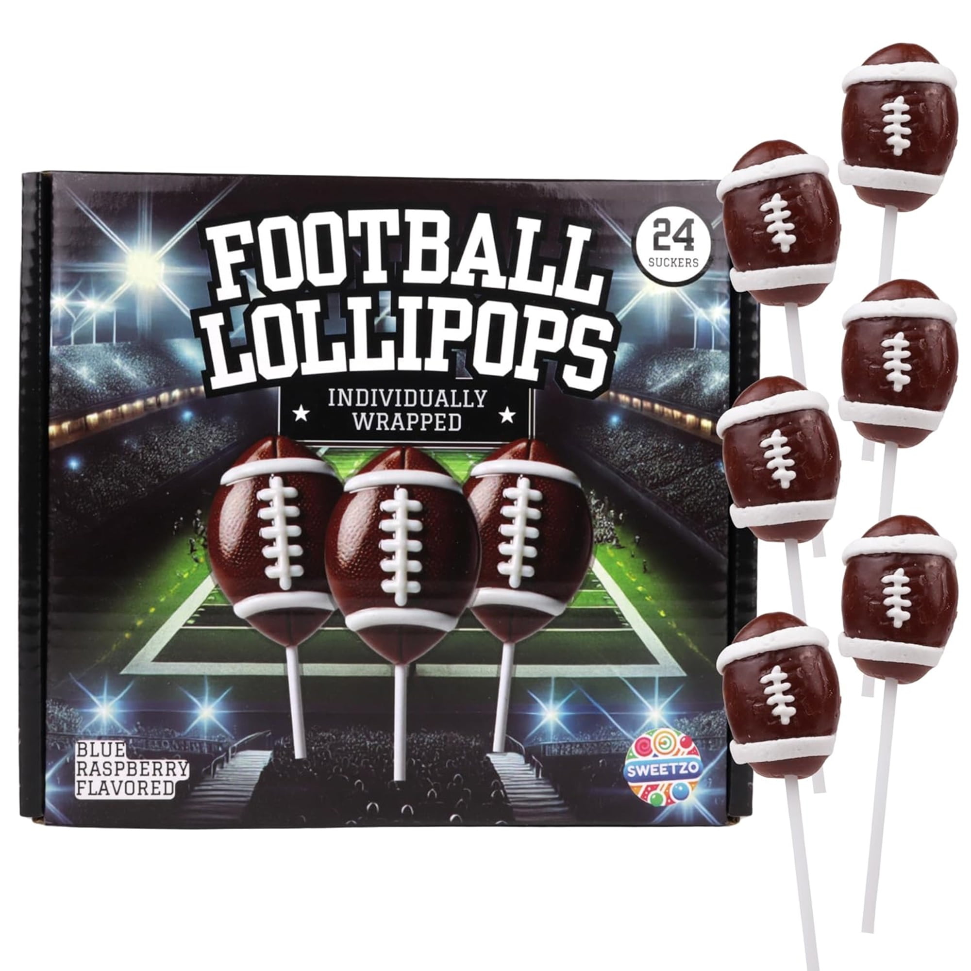Football Lollipops, Birthday Party Favor Candy, 24 Count Box, 10.16 ...