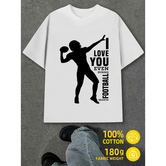 Football Love men white 180G 100% Cotton Spring and summer outdoor ...
