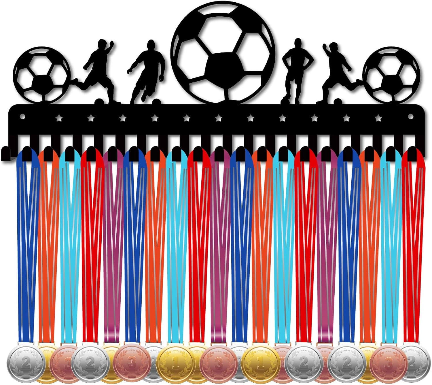 Football Medal Hanger Display Medals Holder Rack Black Metal Iron ...