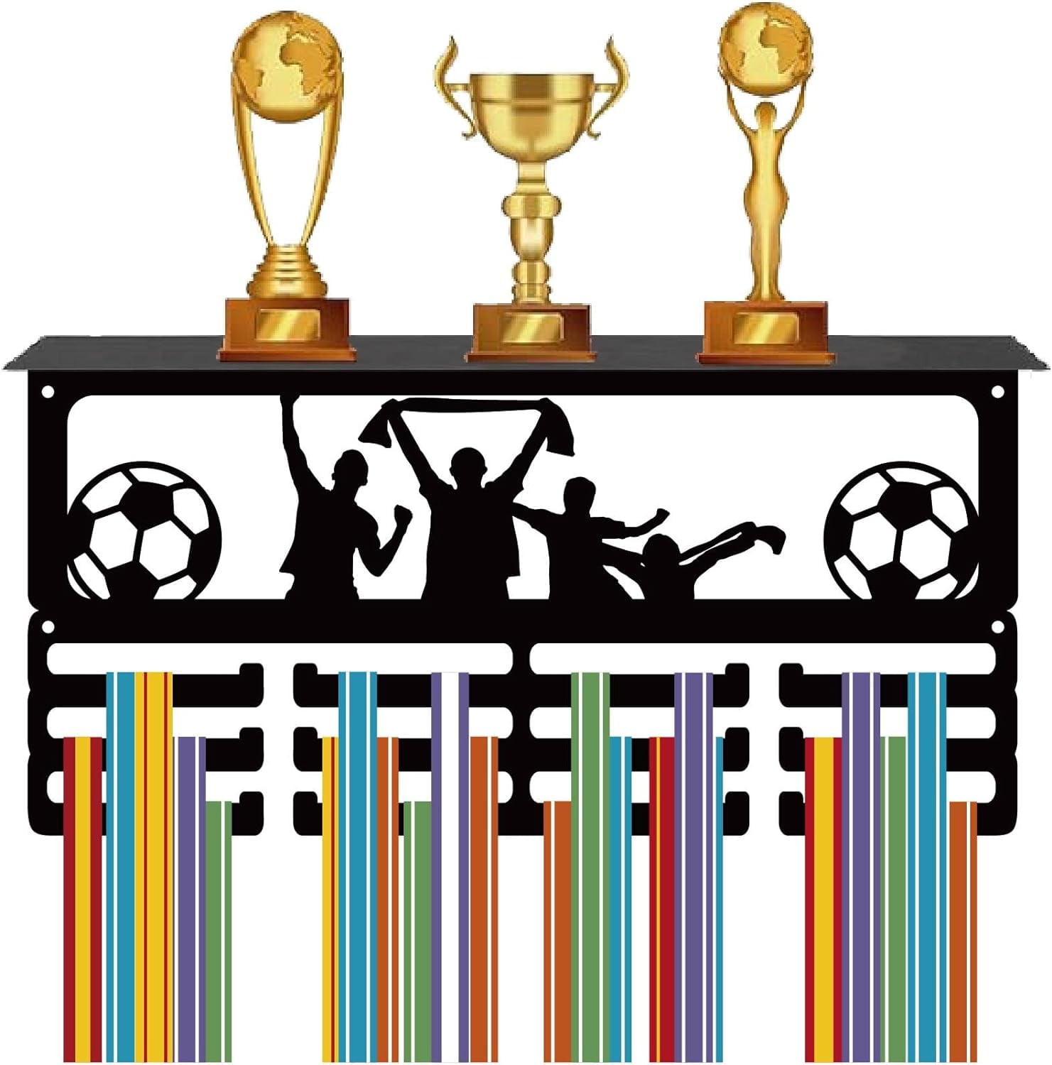 Football Medal Hanger Display Trophy Shelf Soccer Medal Holder with ...