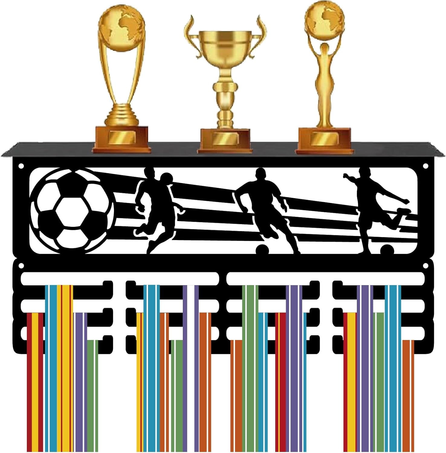 Football Medal Hanger Soccer Medal Display with Shelf Trophy Rack ...