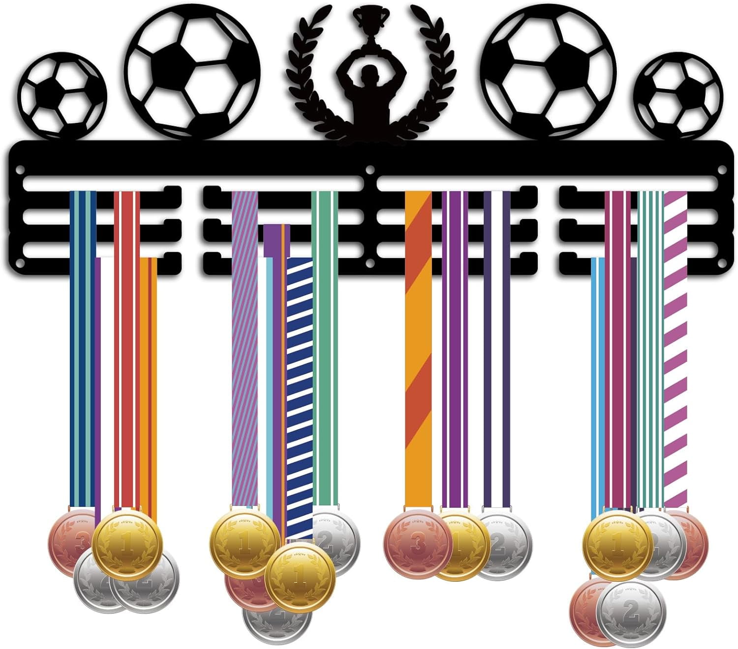 Football Medal Holder Display Hanger Rack Soccer Medal Wall Mount Frame ...