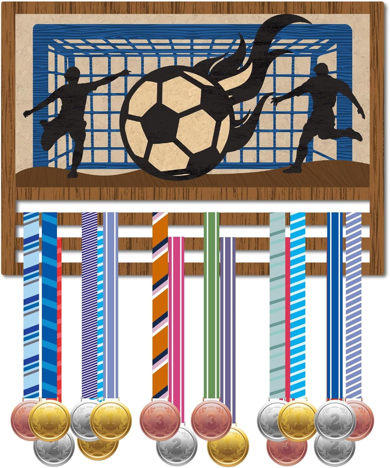 Football Medal Holder Soccer Medal Hanger Wood Medal Hanging Display ...