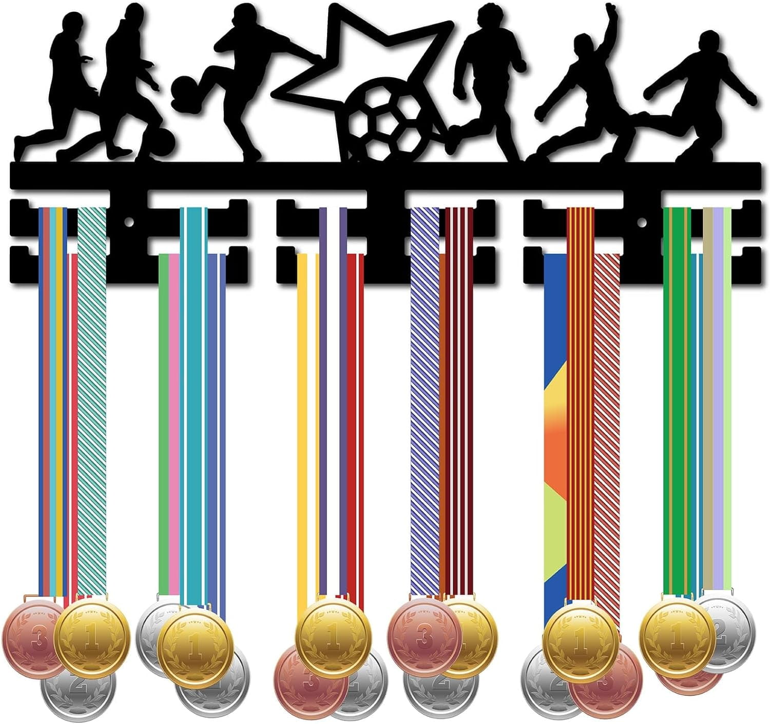 Football Medal Holder Wooden Sport Medal Hanger Display Soccer Medal ...