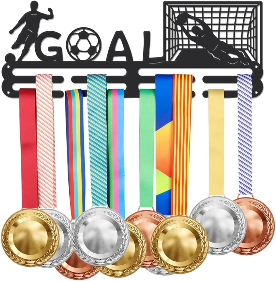 Football Medals Medal Hook Display Wall Rack Frame Shelf Awards Ribbon ...