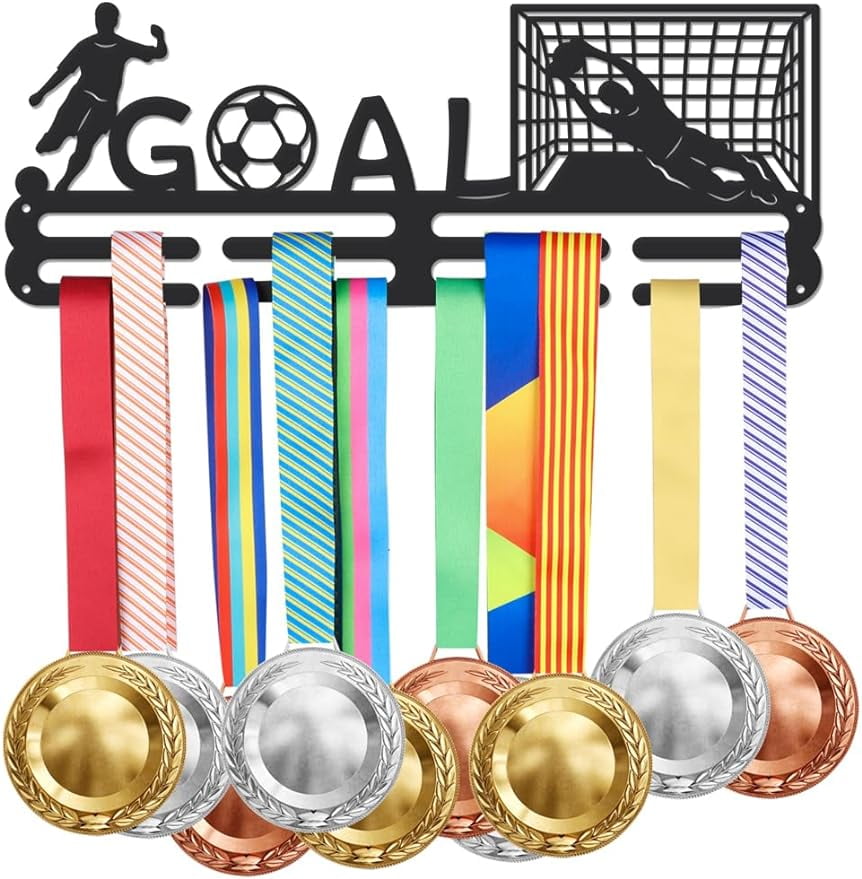 Football Medals Medal Hook Display Wall Rack Frame Shelf Awards Ribbon ...