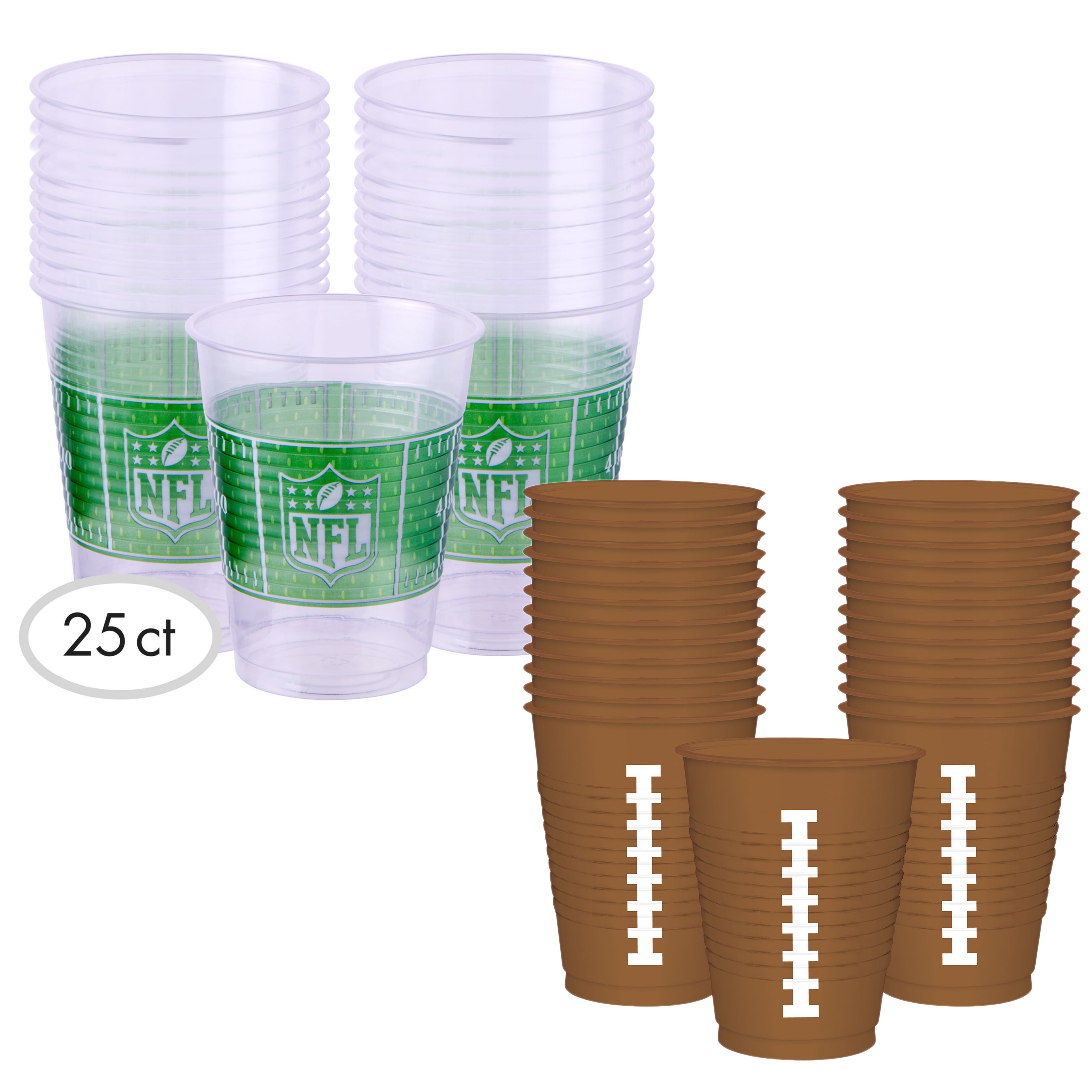 Football & Mega Party Drinks 16 oz. Football Plastic Cups, 50 CT, Brown ...