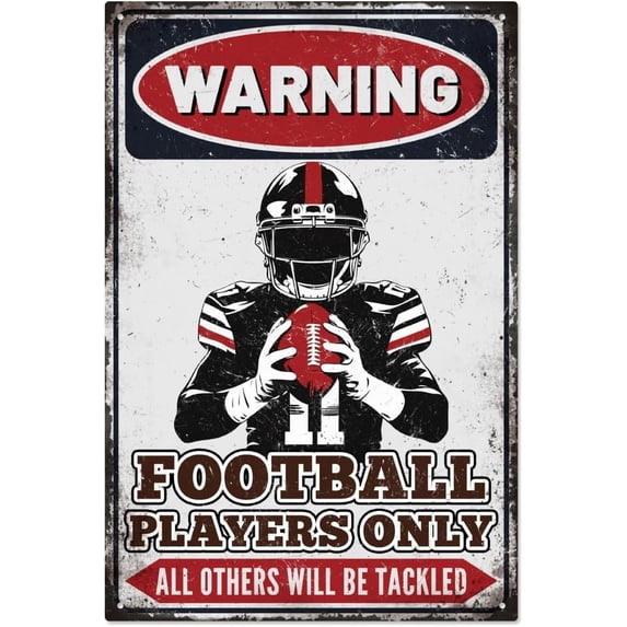 Football Metal Sign 11.81x7.87 Inch Retro Football Decor Wall Mount ...