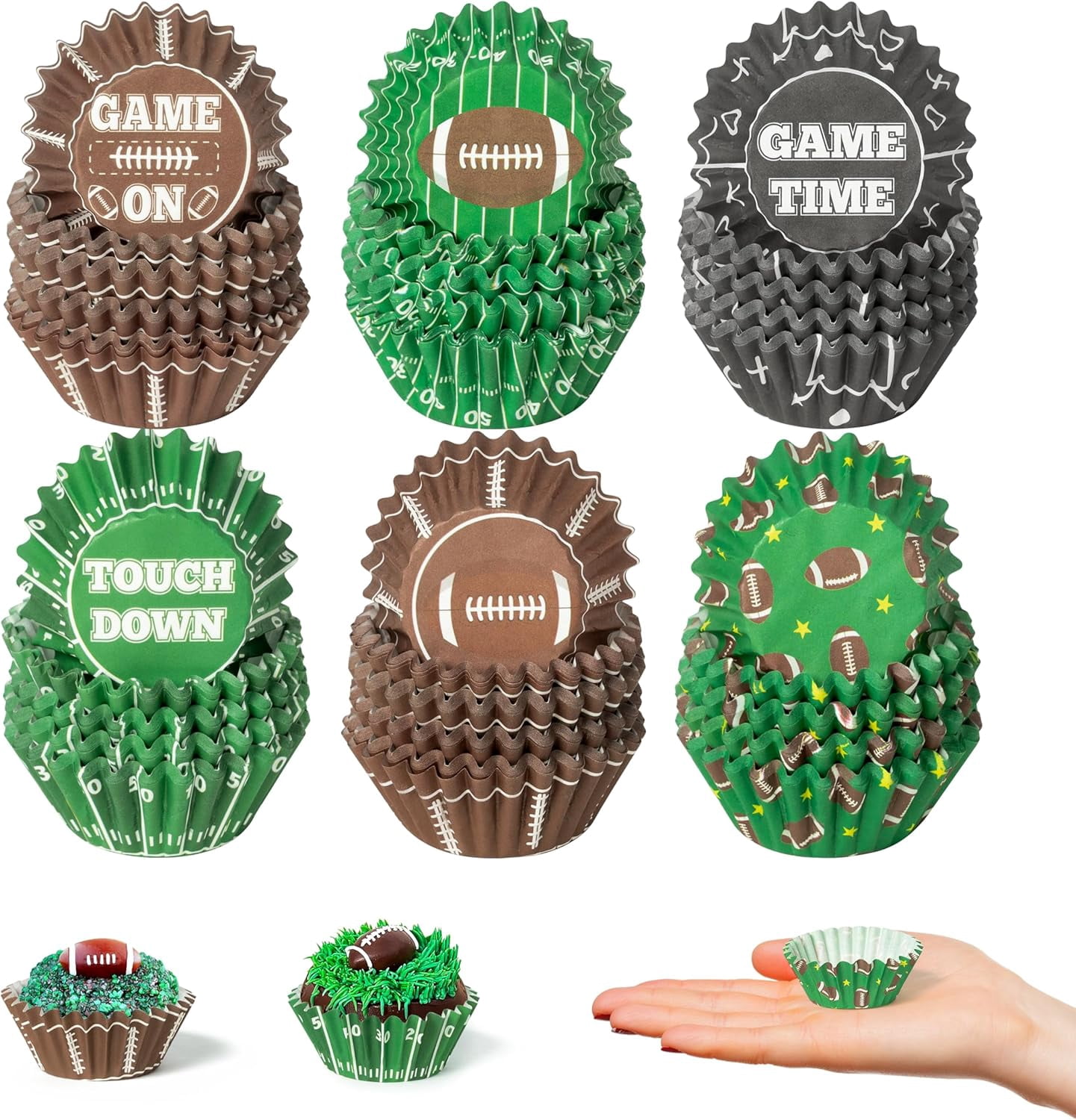 Football Mini Cupcake Liners - 600pcs Football Themed Mini Baking Cups ...