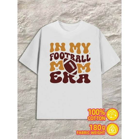Football Mom Era mens 180G 100% Cotton white Basic Unisex Shirt Graphic tshirts Casual Unisex ...