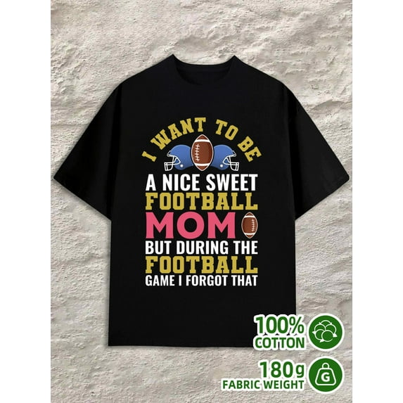 Football Mom Tee for men 180G 100% Cotton black Unique Design Unisex ...
