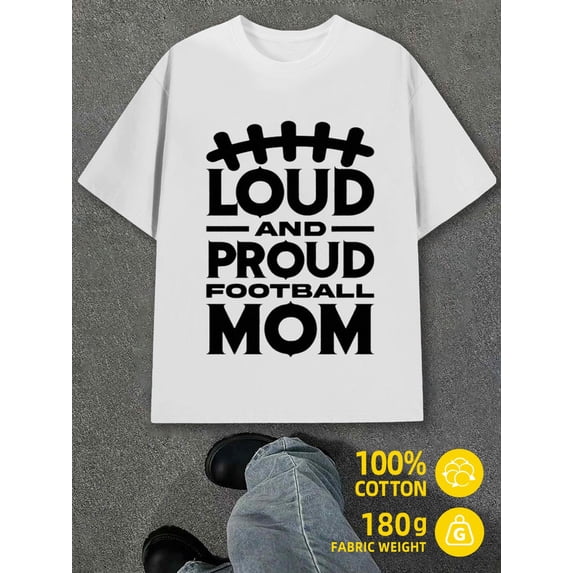 Football Mom Tee men white 180G 100% Cotton Breathable fabric,round ...