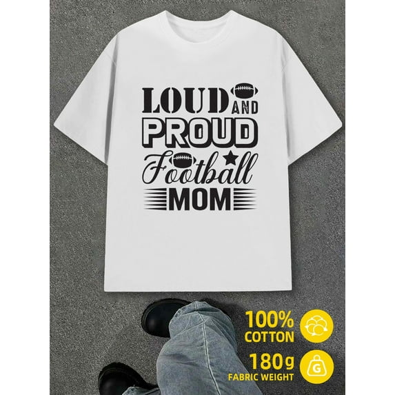 Football Mom Tee men white 180G 100% Cotton Breathable fabric,round ...