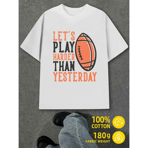 Football Motivation mens white 180G 100% Cotton Hip-hop street style ...