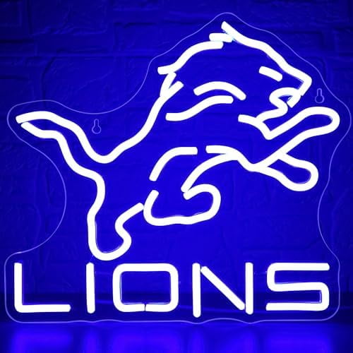 Football Neon Sign for Wall Decor Dimmable Lions LED Light Up Sign ...