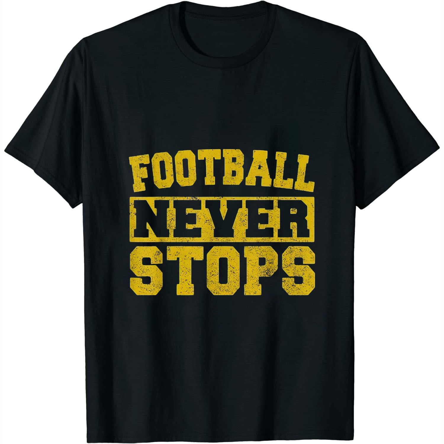 Football Never Stops Ball Game Men Women Youth Cool Black Small ...