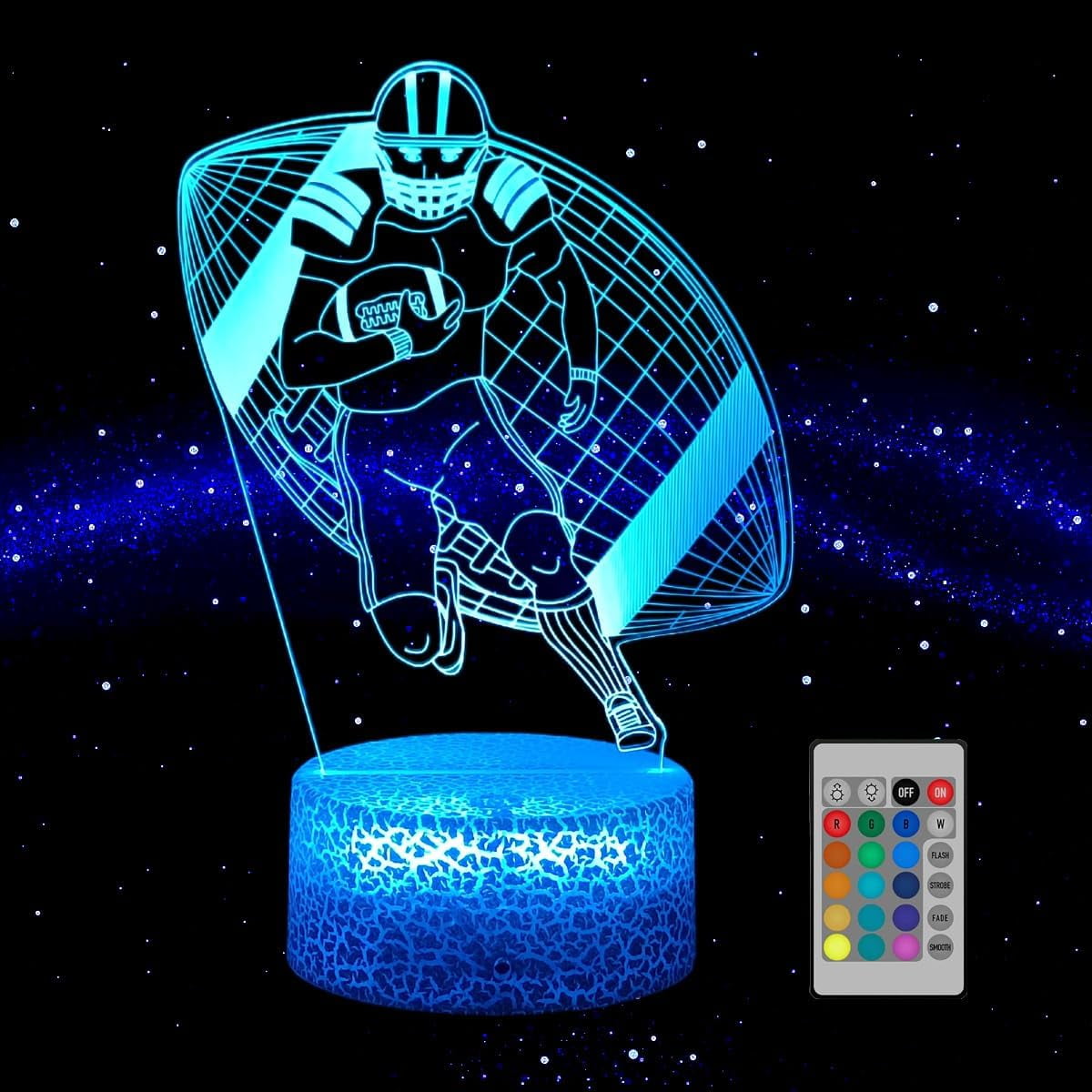 Football Night Light 3D Illusion Night Lamp,16 Colors Changing with ...