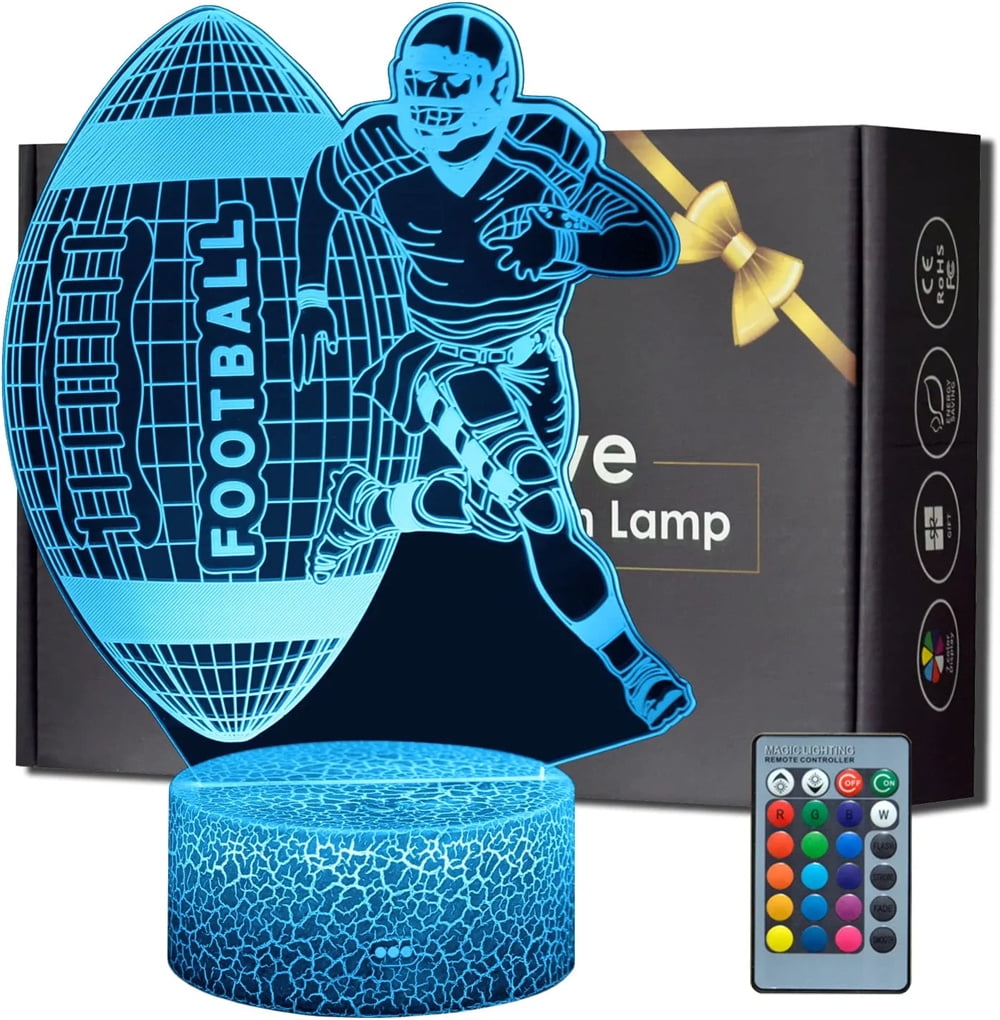 Football Night Light for Kids - 3D LED USB/Battery Lamp Nightlight 16 ...