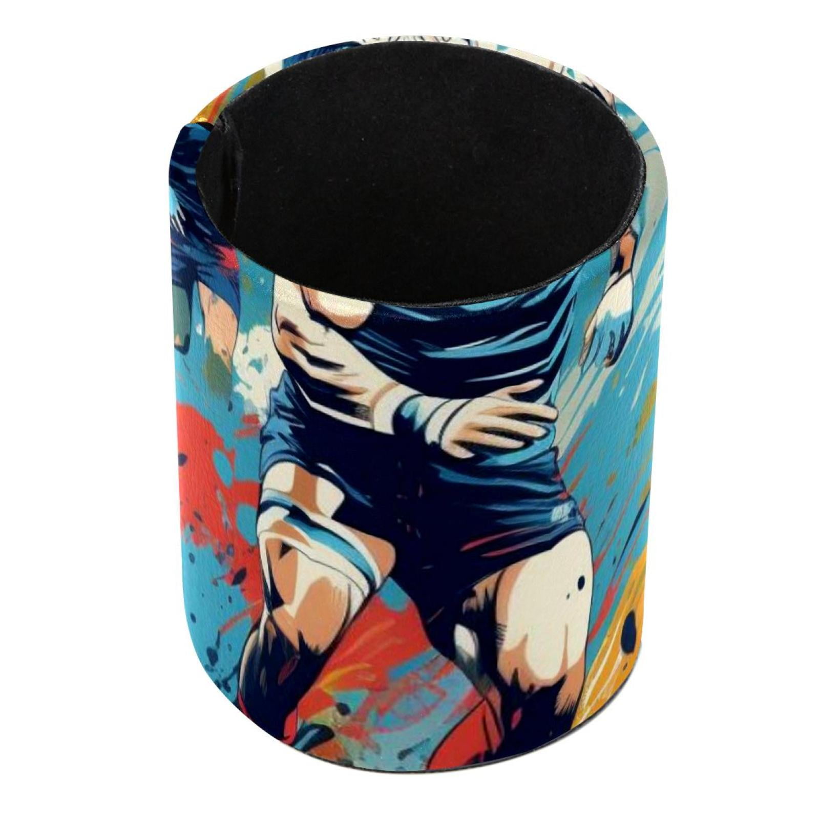 Football PVC Leather Brush Holder Cylinder Pen Holder Pen Holder ...