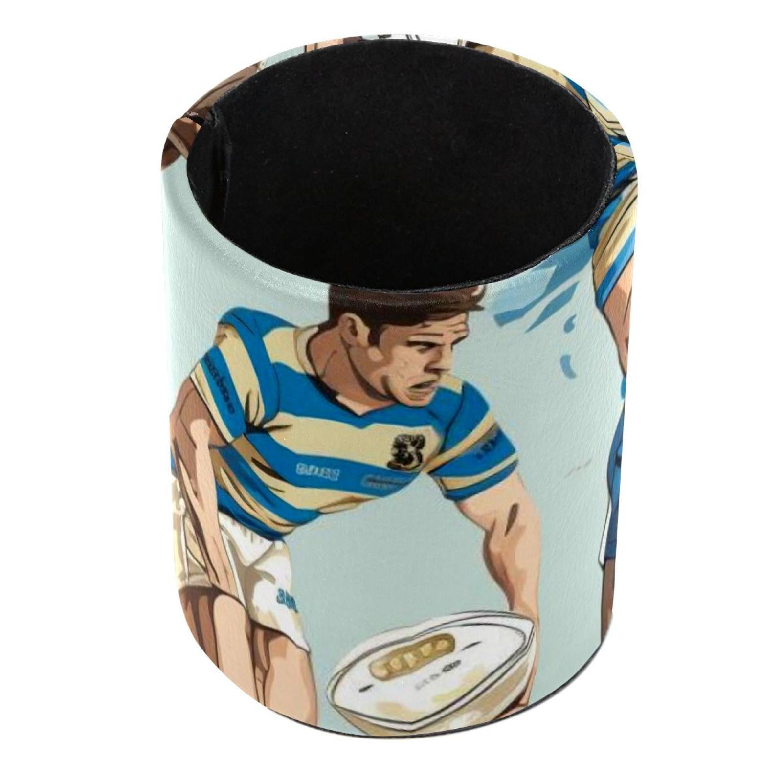 Football PVC Leather Cylinder Pen Holder Pencil Organizer, 3.9x3.1 ...