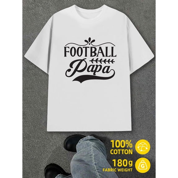 Football Papa Tee men's white 180G 100% Cotton Regular Fit,Everyday ...