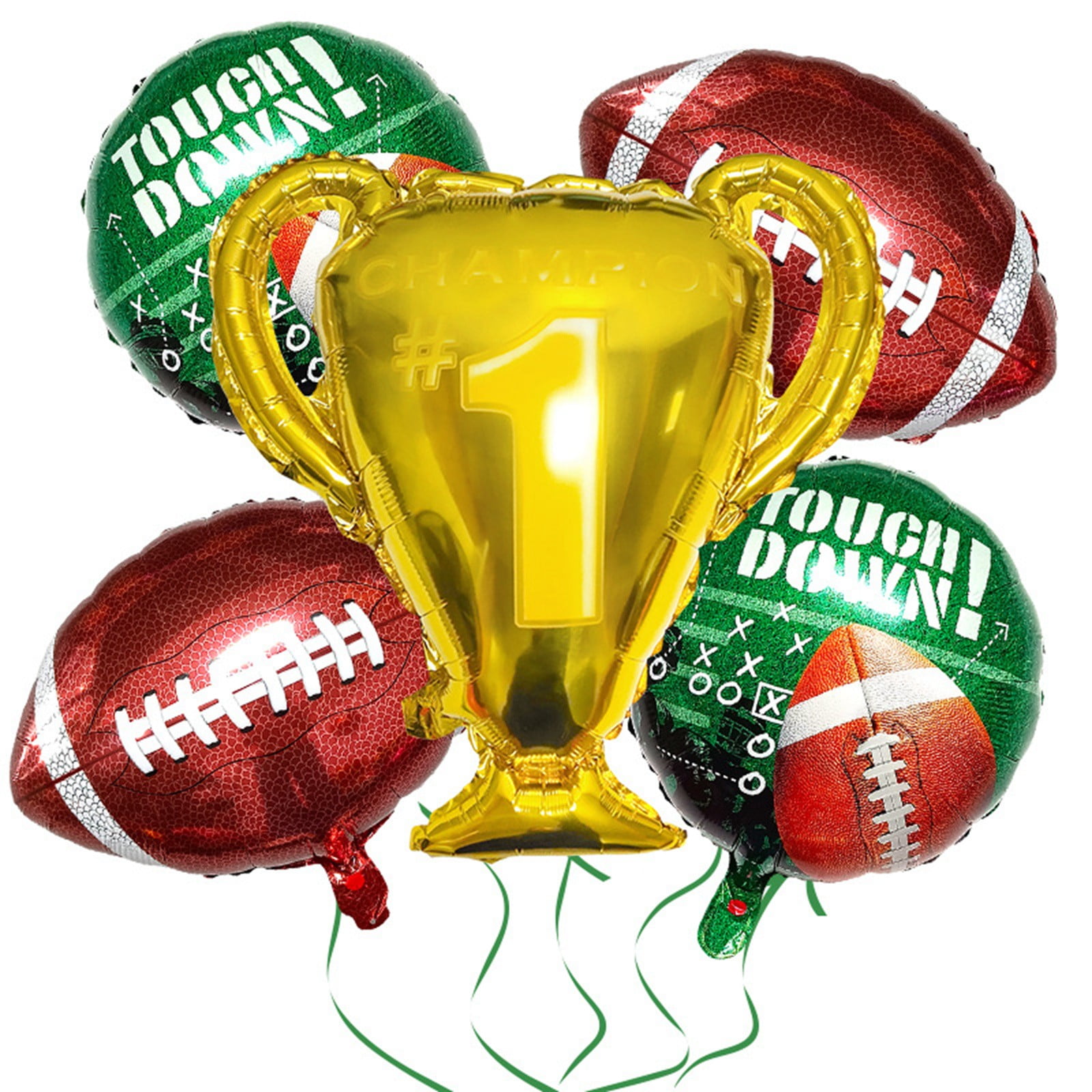 Football Party Balloon Set 5-Piece Trophy and Football Shaped Balloons ...