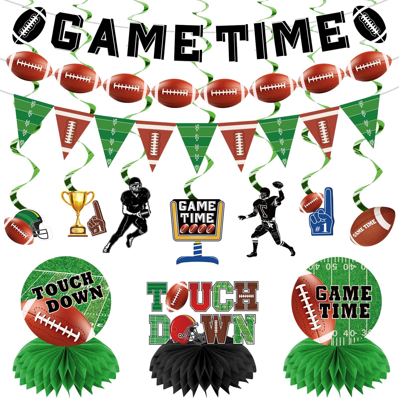 Football Party Decorations CORNET Kit, Game Time Football Theme Banner ...