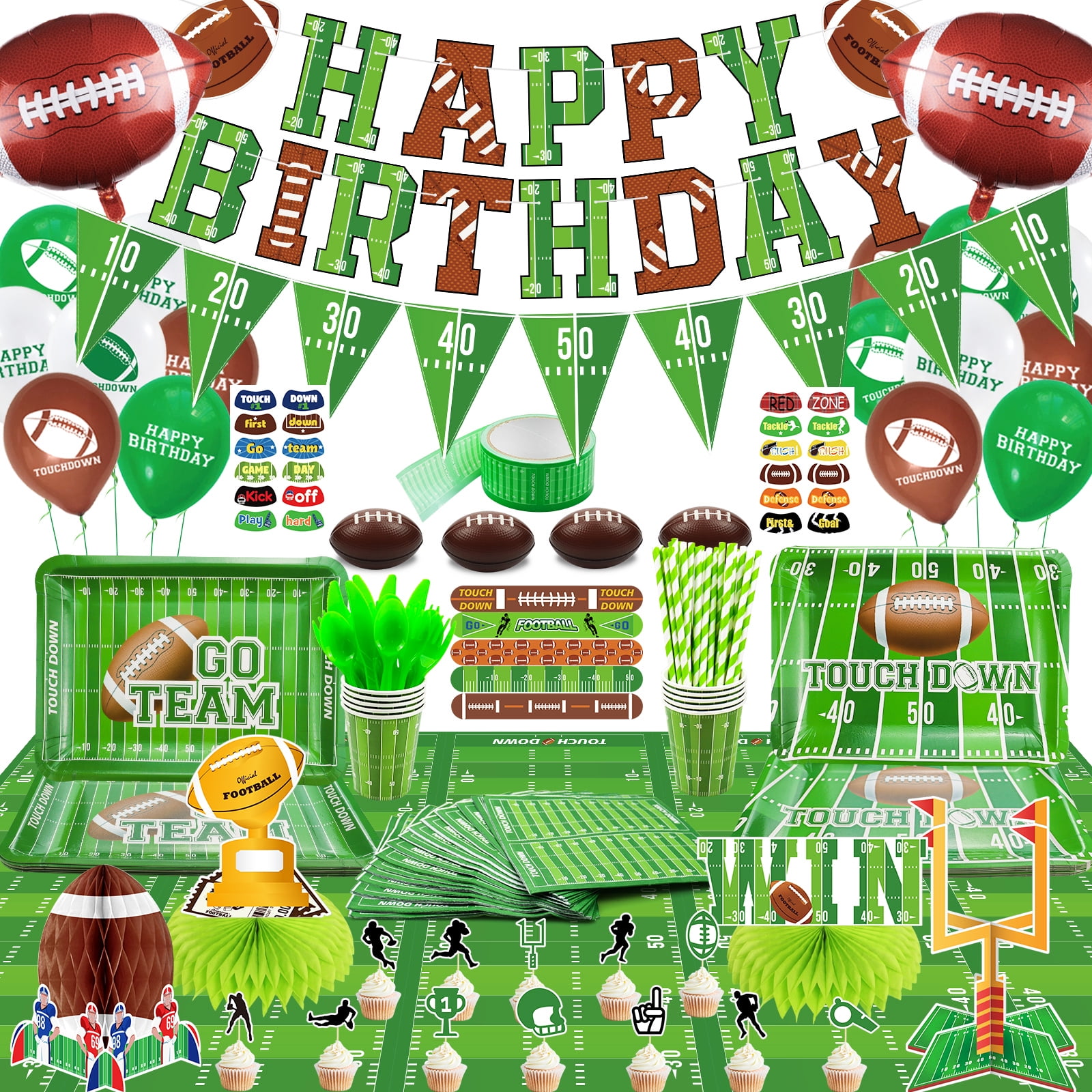 Game Day Football Themed Party Decor Kit | Plates, Banners, Balloons ...