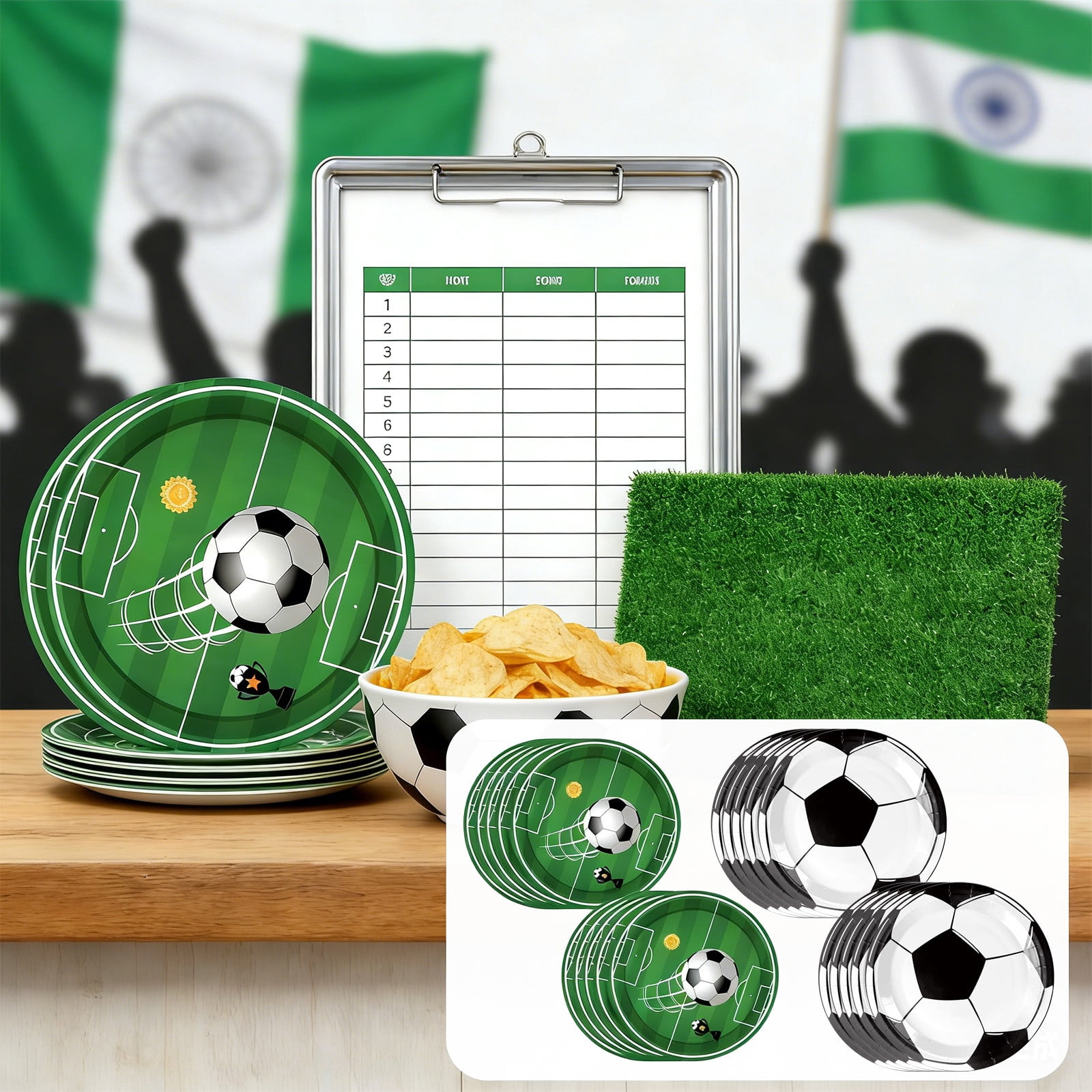Football Party Paper Plates 10-Pack - Sports Ball Pattern Disposable ...