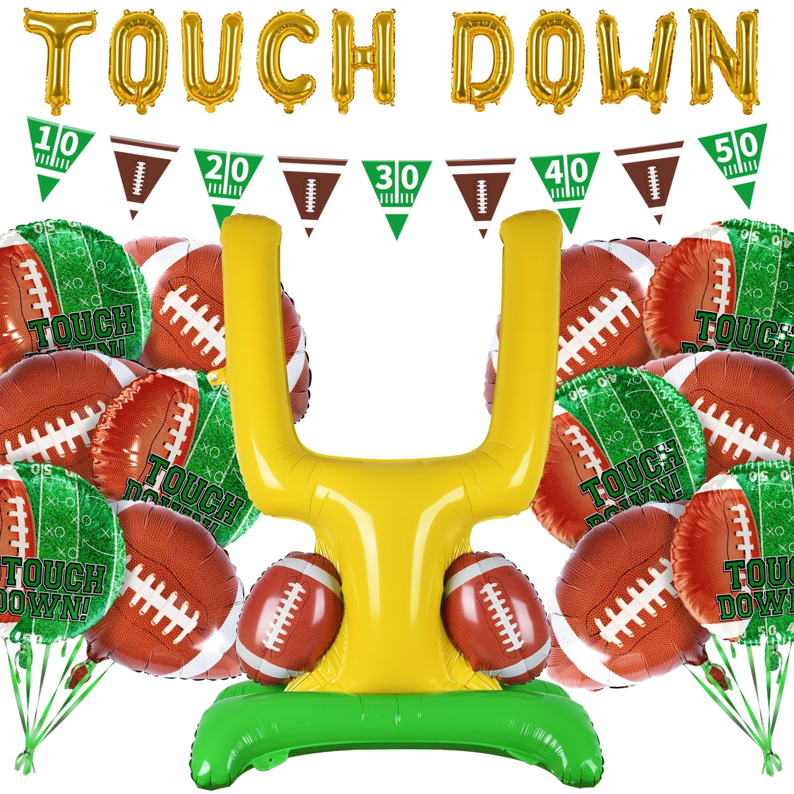 Football Party Supplies CORNET Kit - Touchdown Letter Balloon, Goal ...