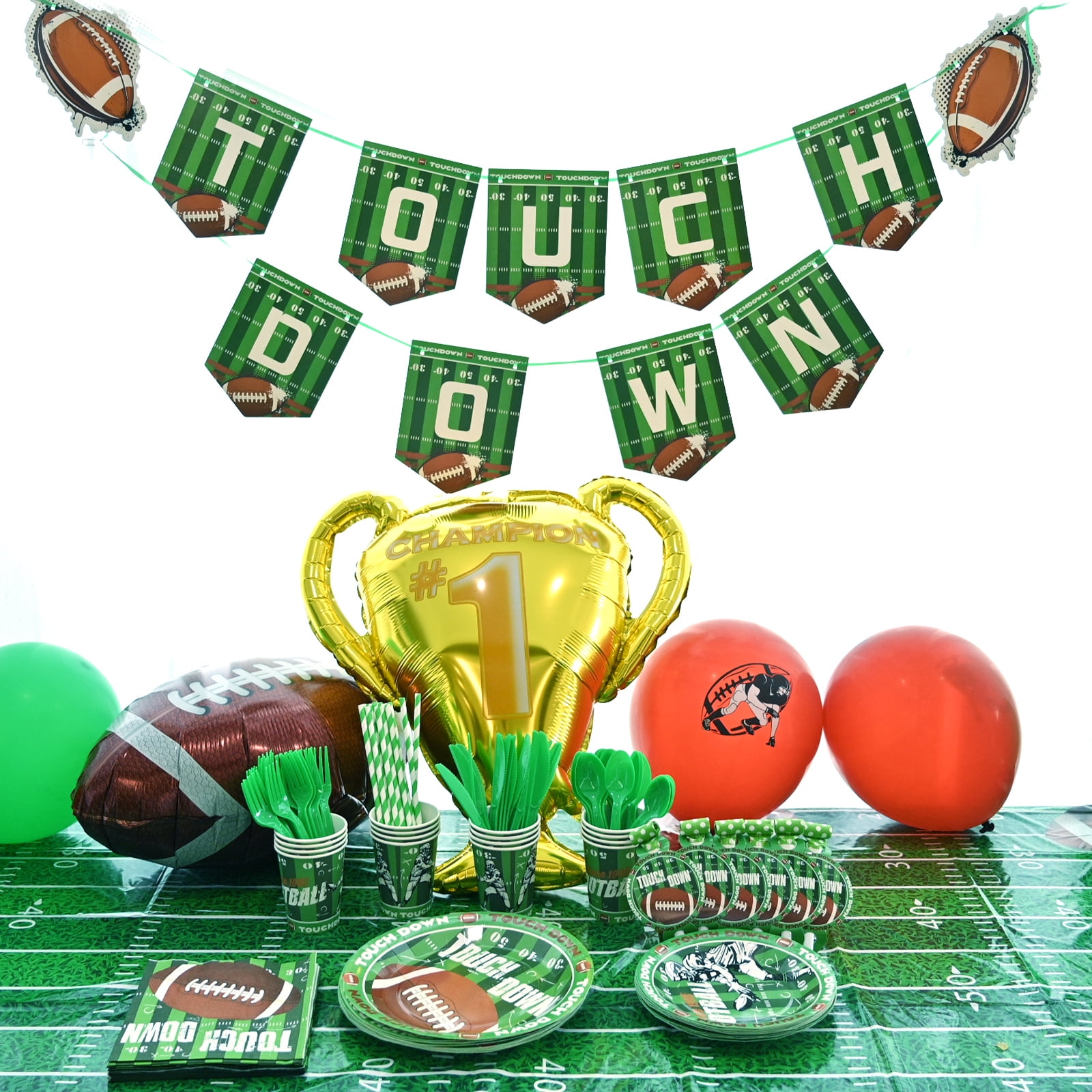 Football Party Supplies Kit - Complete Tailgate, Birthday & Celebration ...