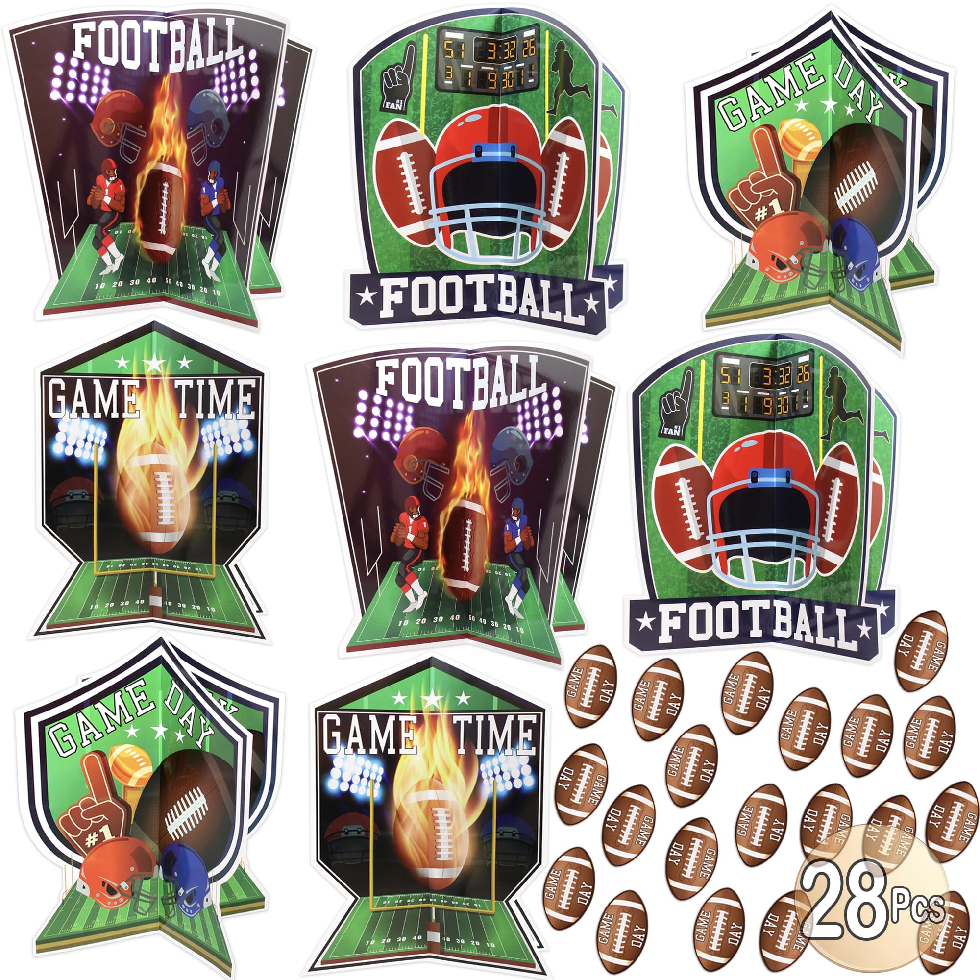 Football Party Table Centerpieces | 28 piece 3D Football Party ...