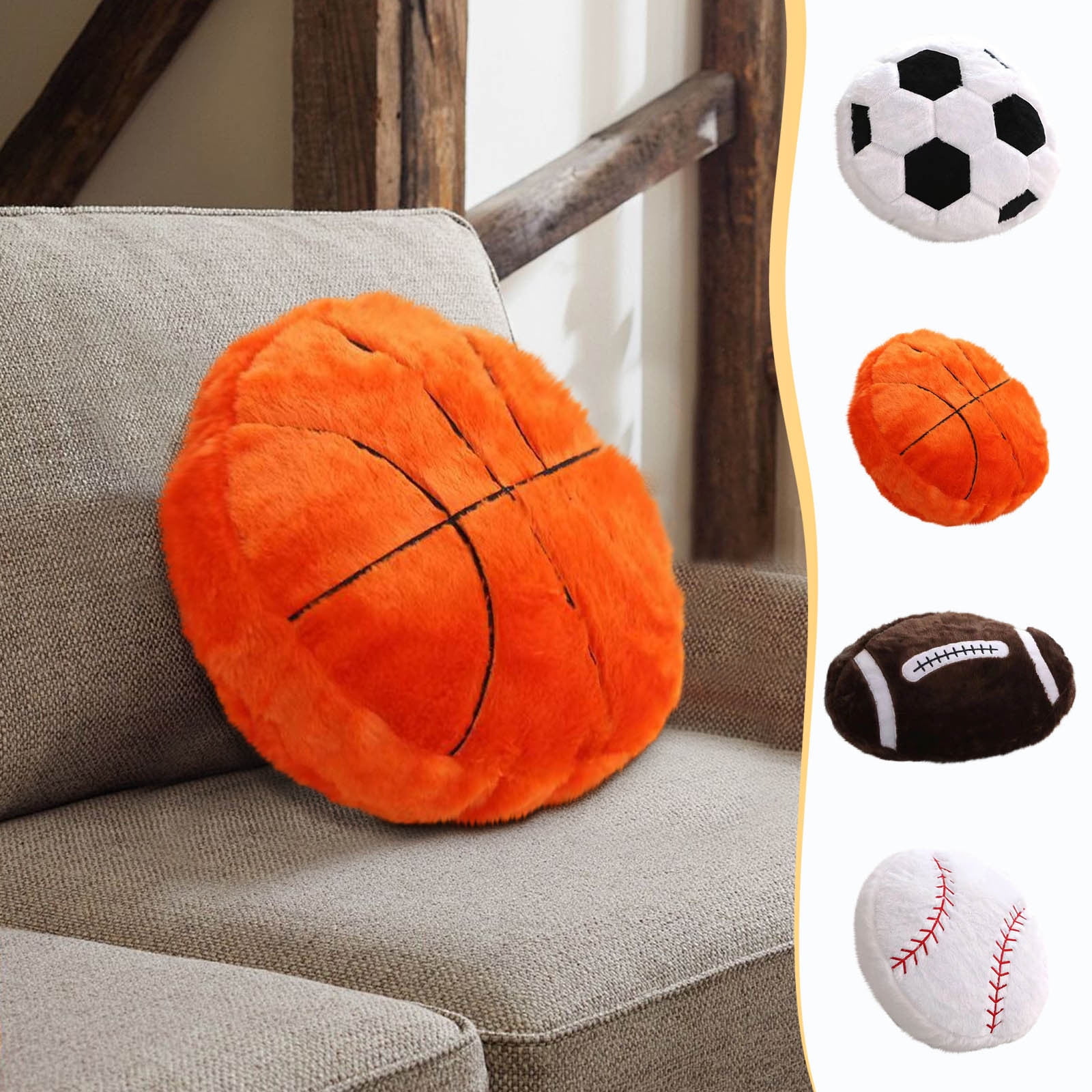 Football Pillow Plush Basketball Pillow Lint Balls Furry Toy Lint Ball ...