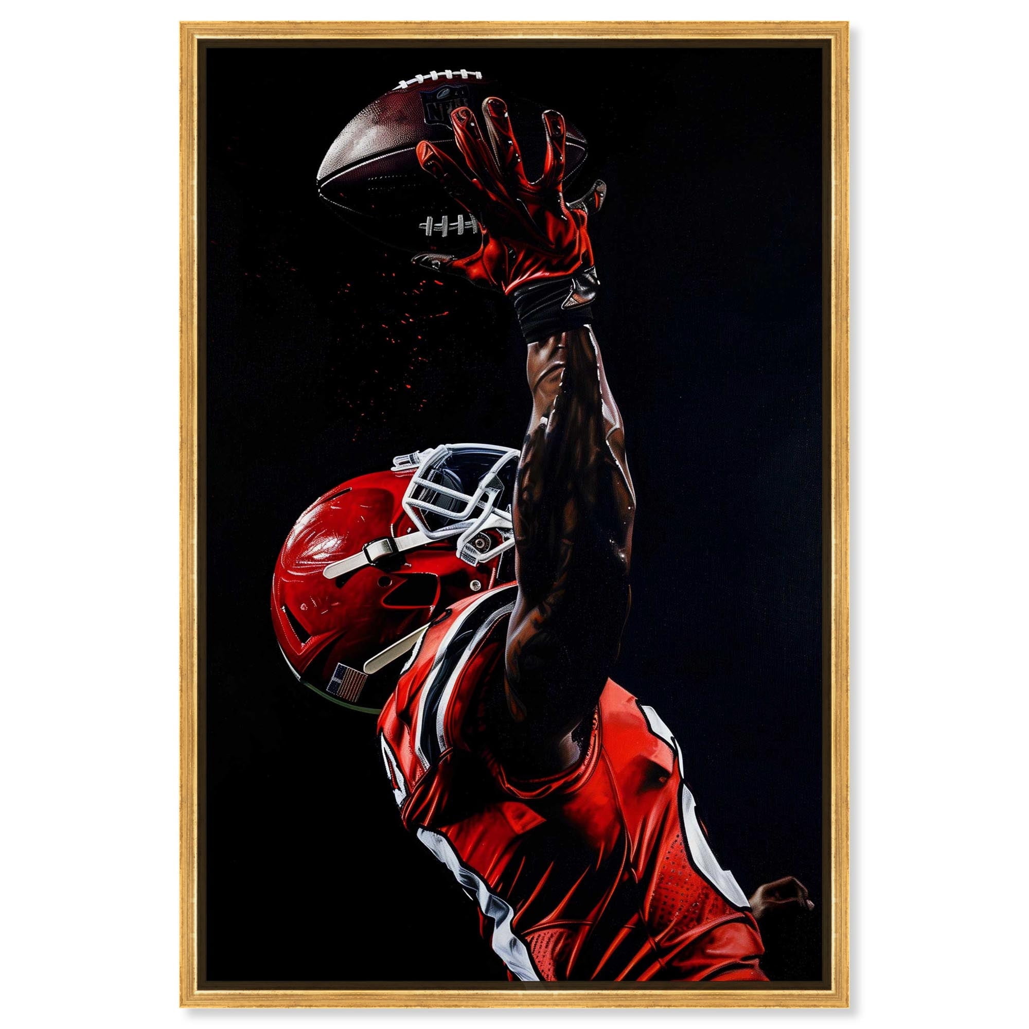 Football Player Canvas Mancave Art by Art Remedy, Gold Frame, 36" x 54 ...