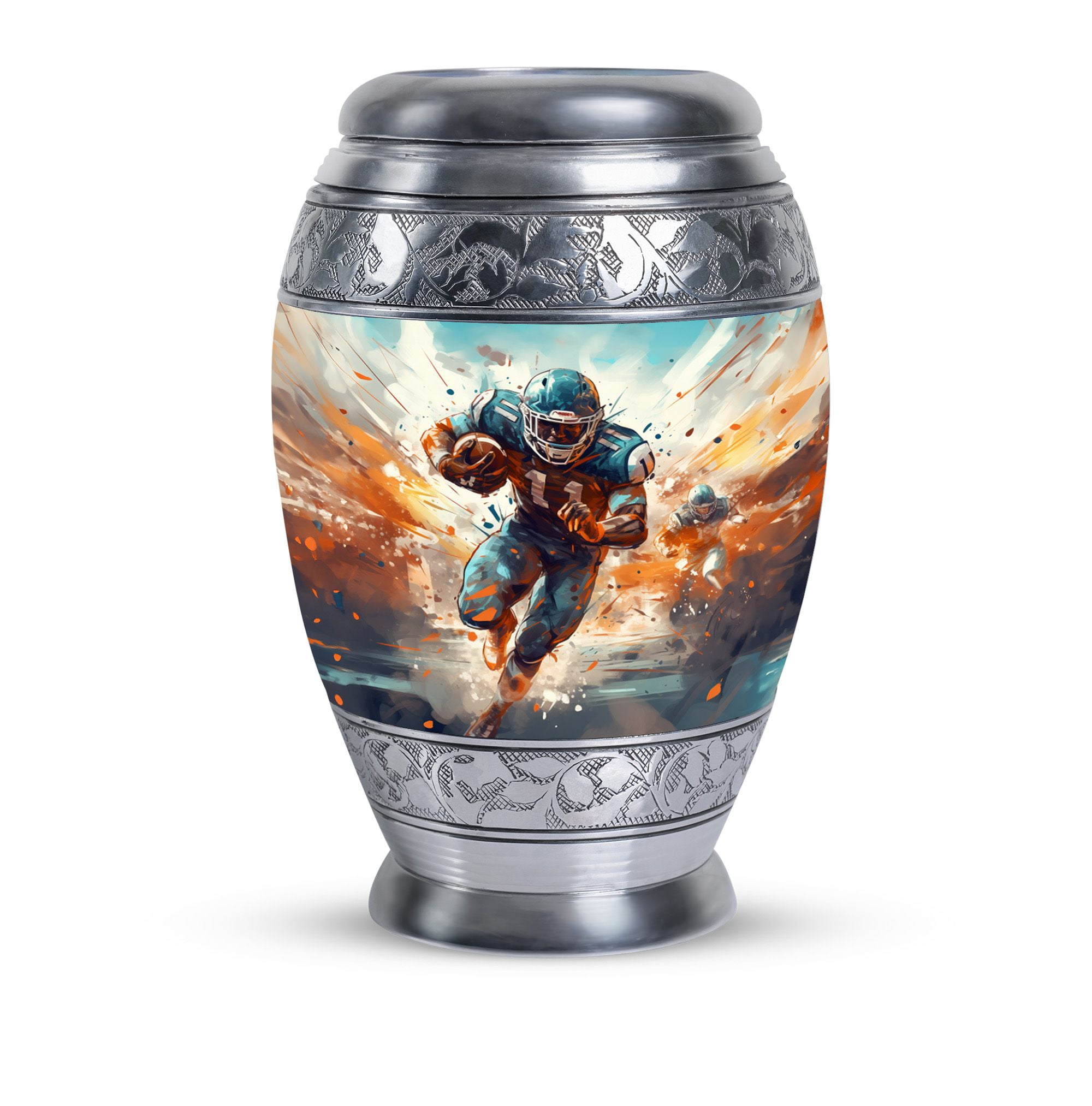 Football Player Charging Forward - Cremation Ashes - Ash Holders For ...
