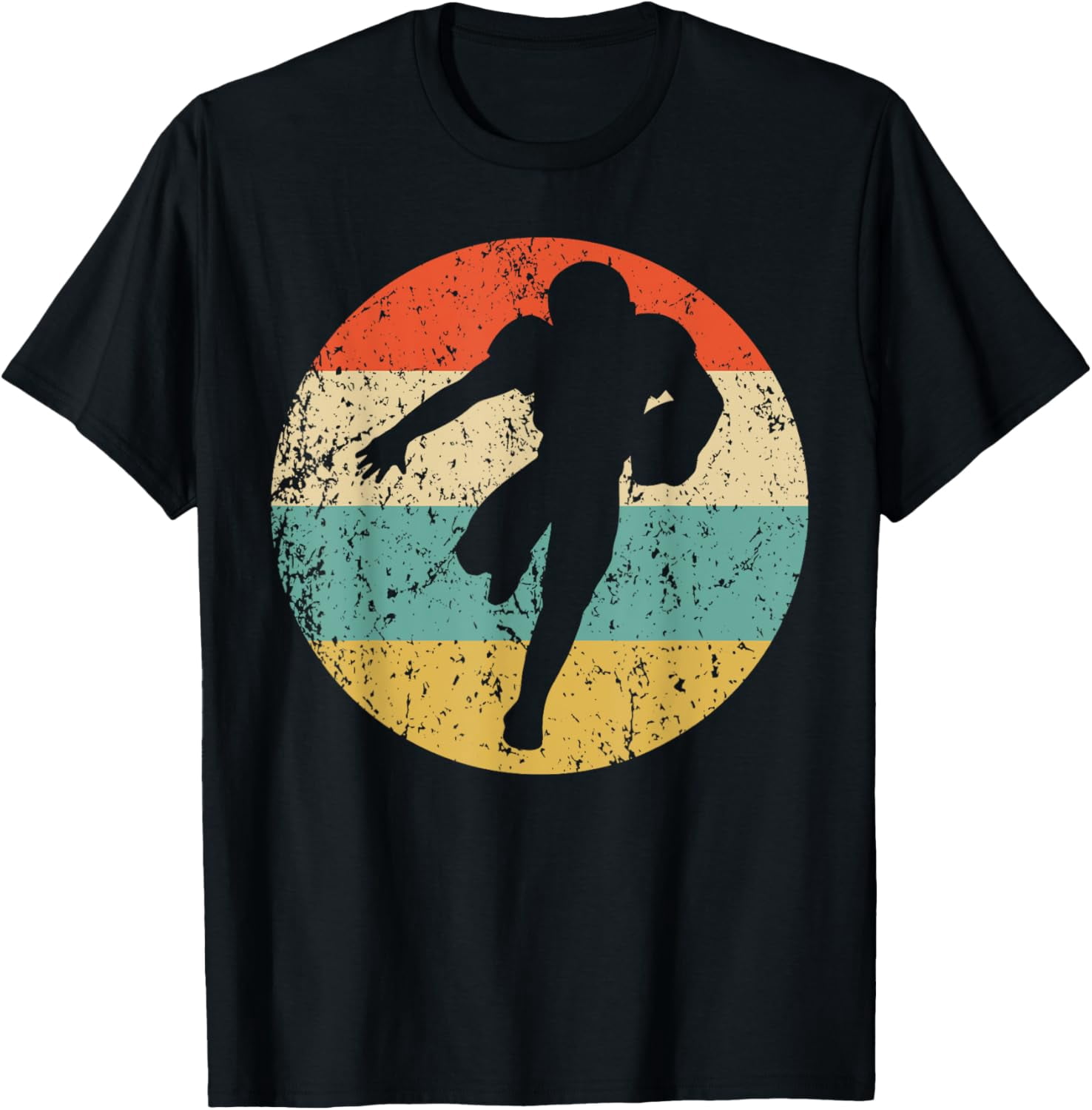 Football Player Running Back Silhouette Retro Sports T-Shirt men and ...