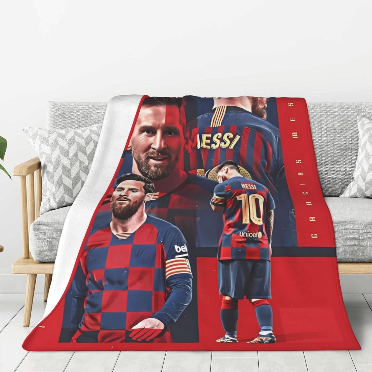 Football Player Soft Comfortable Warm Blanket, Soccer Fans Lightweight ...
