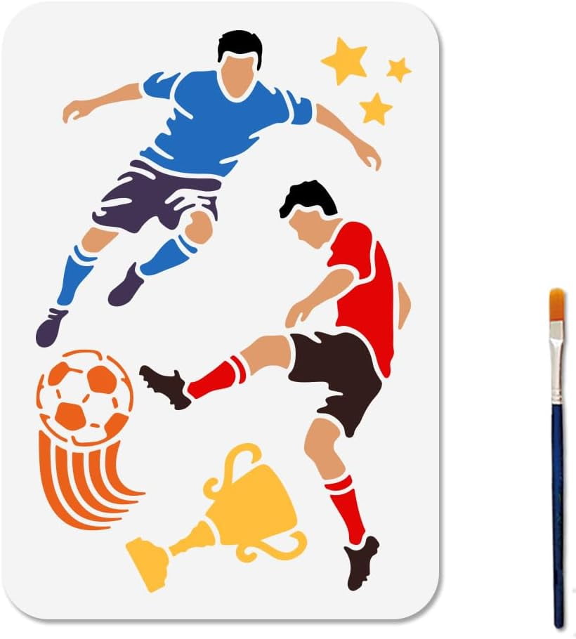 Football Player Stencil Soccer Sports Template 11.7x8.3inch Reusable ...