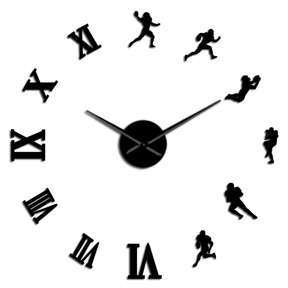 Football Players Frameless Wall Clock Stickers, DIY Modern Decorative ...