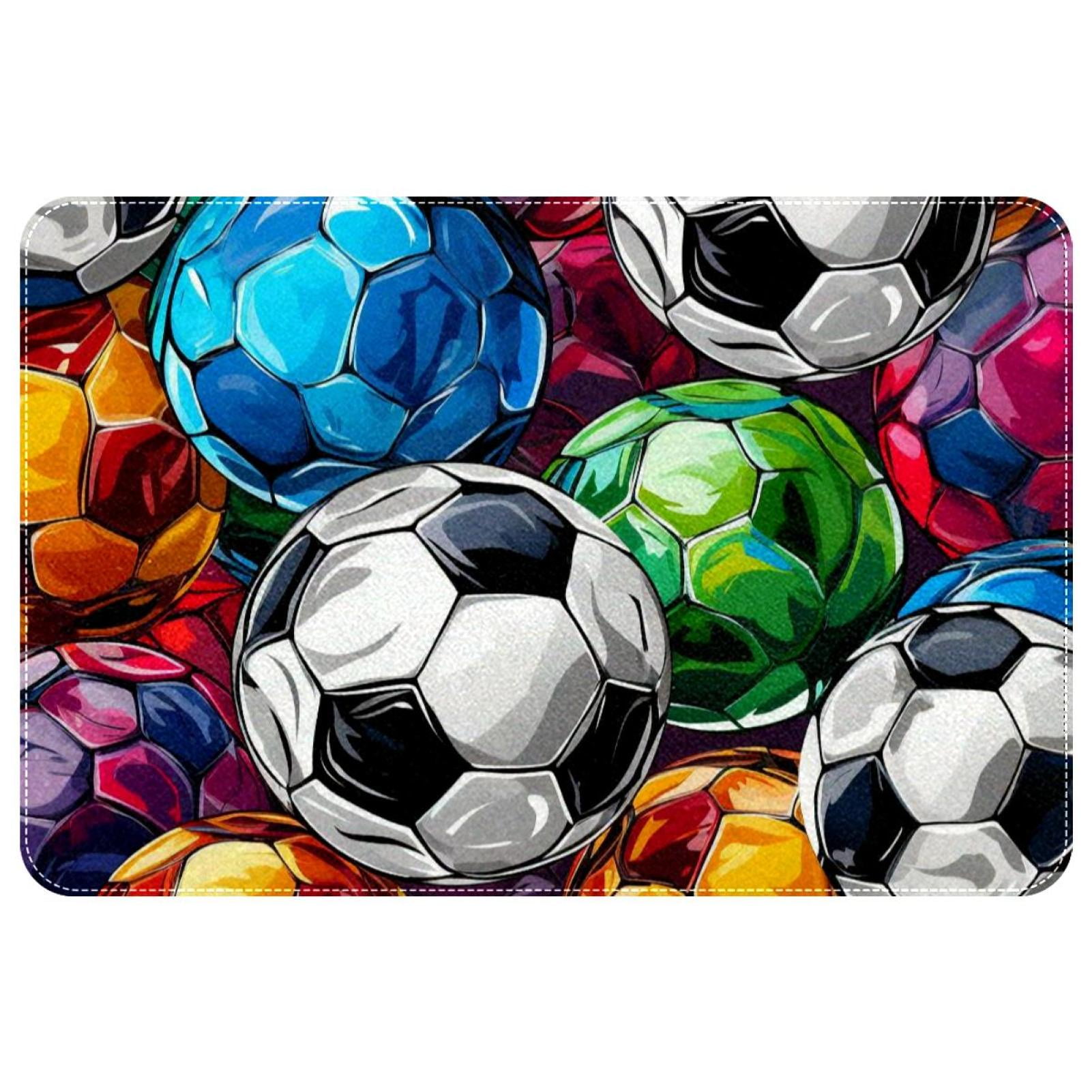 Football Polyester Non-Slip Office Mat & Kitchen Rug, Machine Washable ...