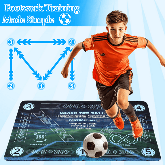 Football Practice Mat for Kids & Teens, 24x36 Inch Agility Trainer with ...