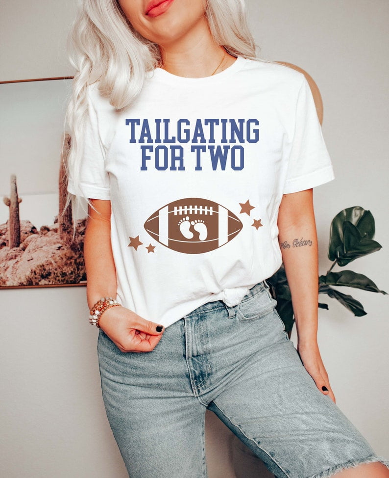 Football Pregnancy Announcement Shirt Tailgating for Two T-Shirt Fall ...