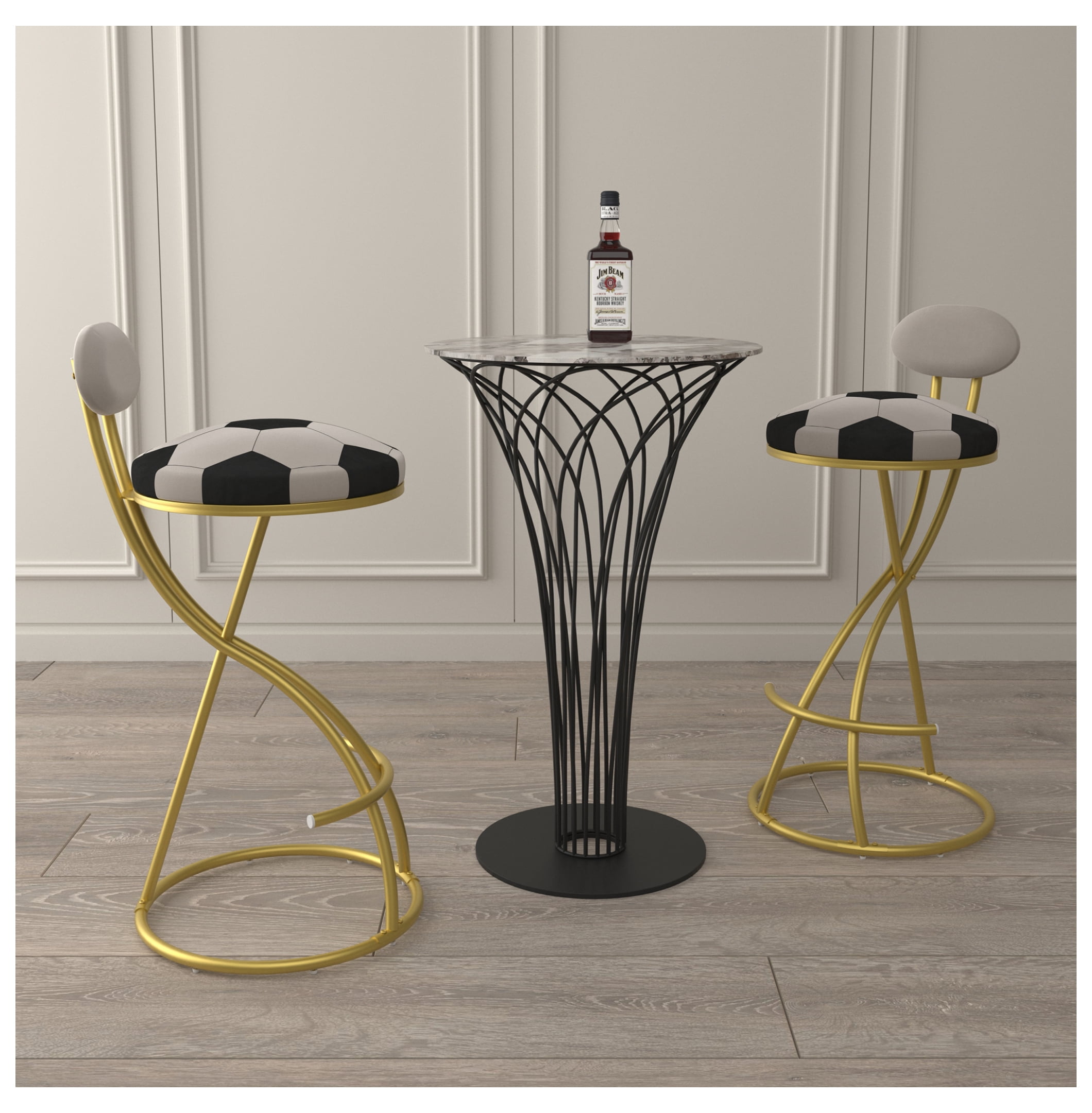 Football Print Bar Stools Set of 2 Upholstered Counter Height Barstool ...