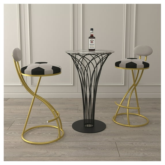 Football Print Bar Stools Set of 2 Upholstered Counter Height Barstool ...