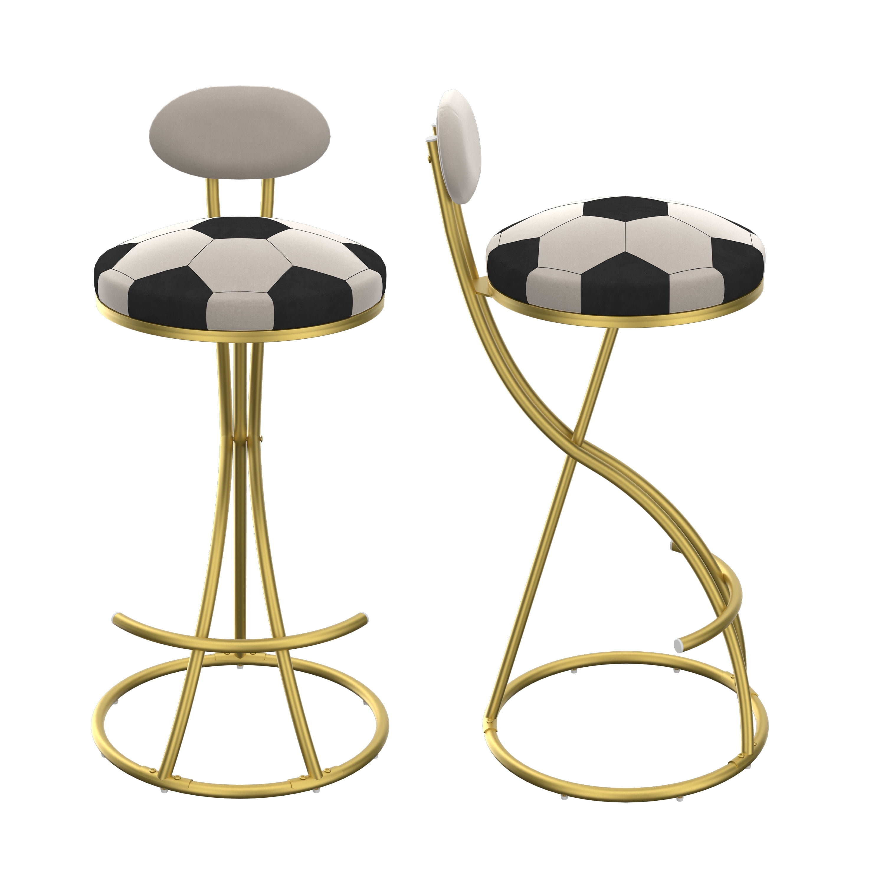 Football Print Bar Stools Set of 2 Upholstered Counter Height Barstool ...