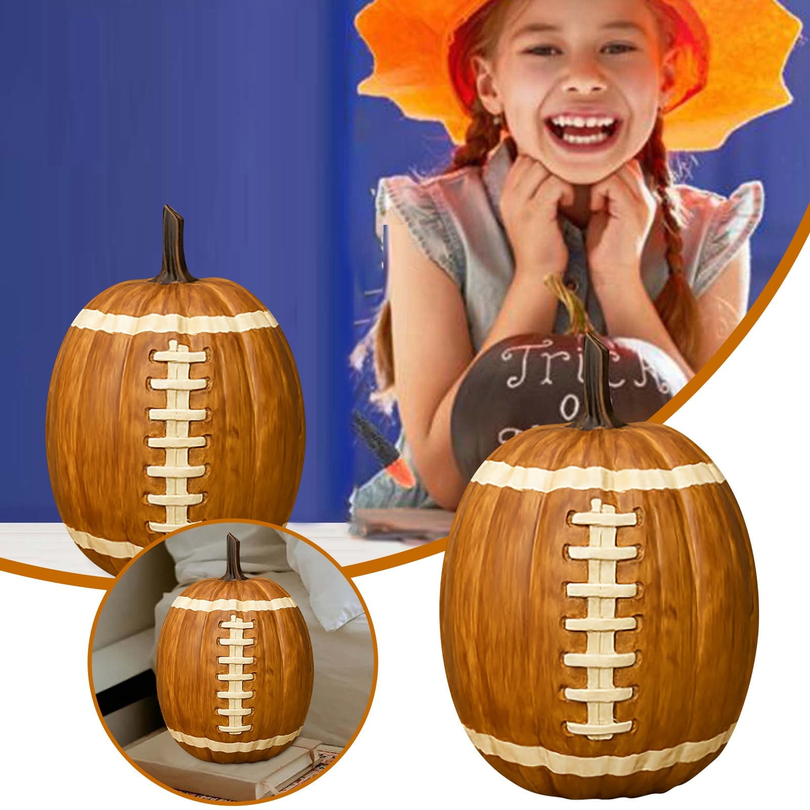 Football Pumpkin Themed Desktop Ornament Resin Home Decoration For ...