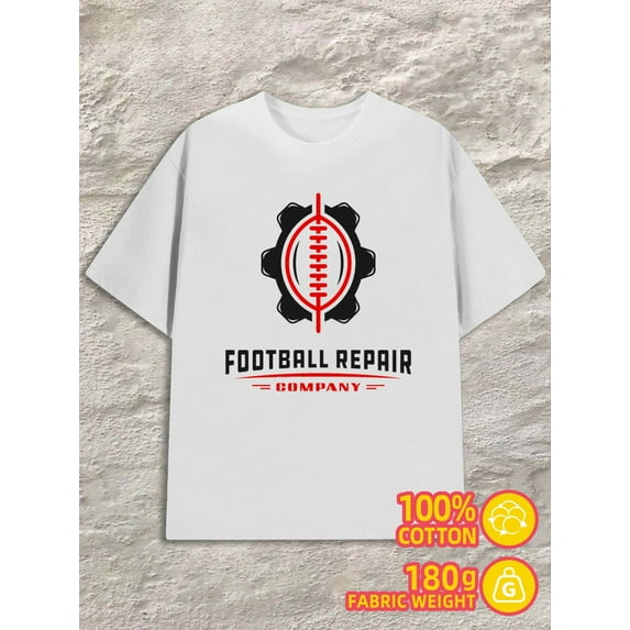 Football Repair for men white 180G 100% Cotton fun and playful,cool T ...